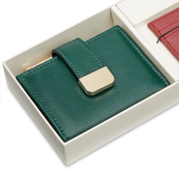 Bags | On 34th Macys Green Leather Wallet With Gold Accent | Poshmark
